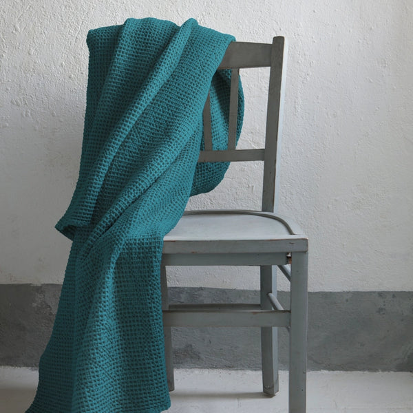 Maia Waffle Throw-Peacock - Jacob Little Pty Ltd